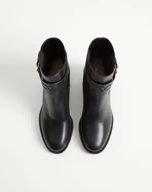 Valentino Garavani Vlogo Embossed Calfskin Ankle Boot 75mm
