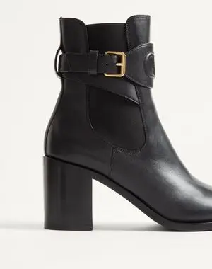Valentino Garavani Vlogo Embossed Calfskin Ankle Boot 75mm