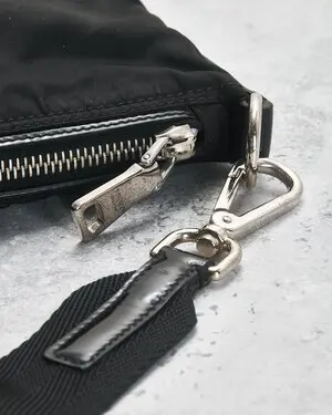 FWRD RENEW Prada Tessuto Flat Messenger Bag - Black