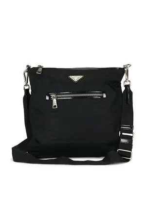 Prada Tessuto Flat Messenger Bag - Black