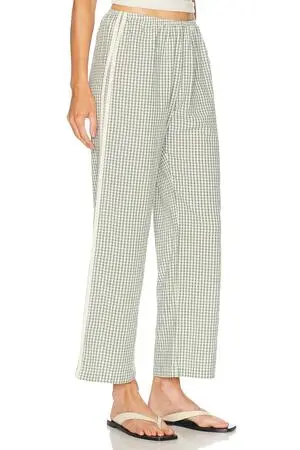 Donni. The Cotton Gingham Stripe Crop Pant