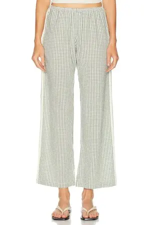 Donni. The Cotton Gingham Stripe Crop Pant