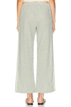 Donni. Cotton Gingham Stripe Crop Pant - Dill