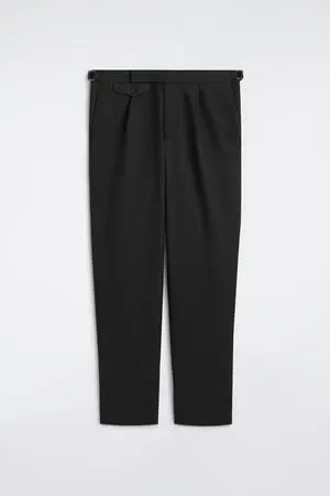 Cos Wool Slim-fit Straight-leg Pants - Black