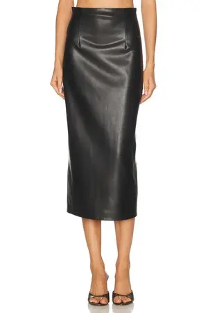 Enza Costa Leather High Waist Curve Skirt