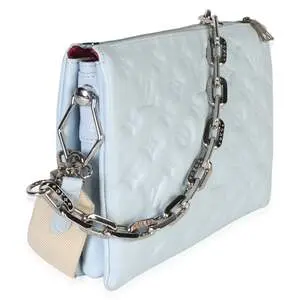 LOUIS VUITTON Light Monogram Embossed Lambskin Coussin Pm - Blue