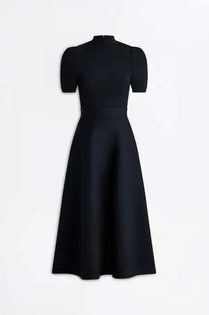 Scanlan Theodore Crepe Knit Gather Sleeve Dress