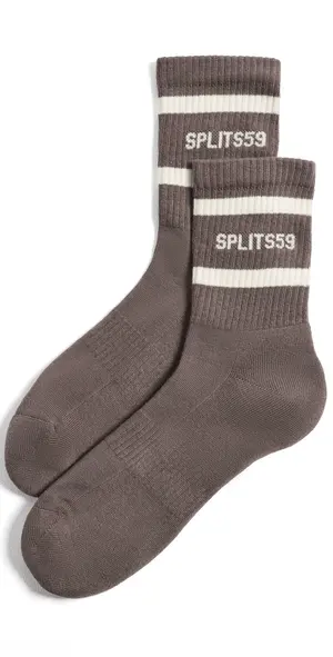 Splits59 Logo Stripe Quarter Socks - Lentil