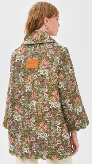 Farm Rio Flower Jacquard Trench Coat