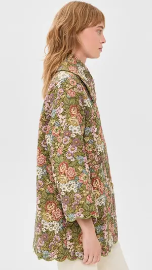 Farm Rio Flower Jacquard Trench Coat
