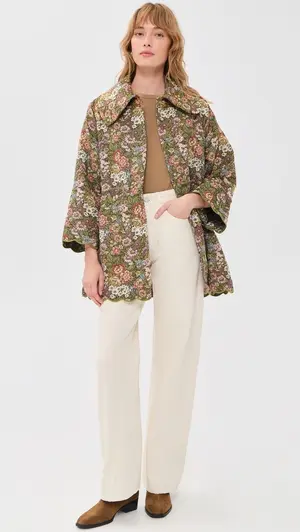 Farm Rio Flower Jacquard Trench Coat