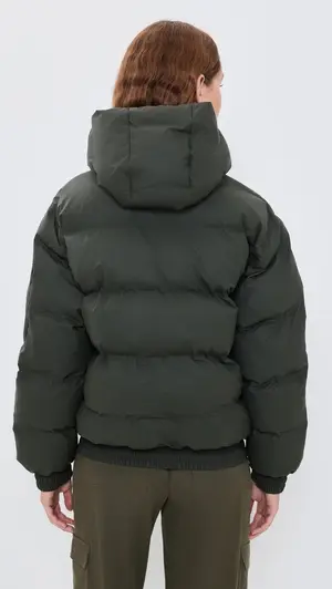 Rains Alta Bomber Puffer Jacket With Drawstring Hood