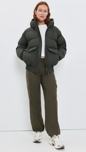 Rains Alta Bomber Puffer Jacket With Drawstring Hood