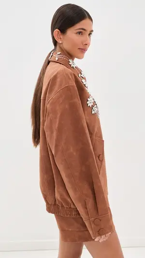 LEO LIN Astrid Embellished Vegan Suede Jacket