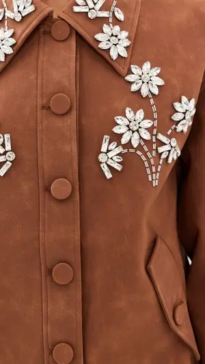 LEO LIN Astrid Embellished Vegan Suede Jacket