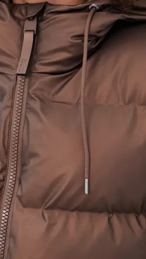 Rains Puffer A-line Jacket With Drawstring Hood And Zip Closure