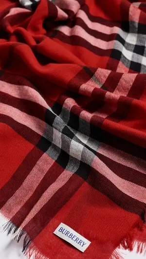 Burberry Wide Check Wool Scarf