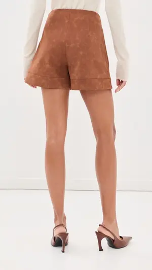 LEO LIN Tessa Embellished Vegan Suede Shorts