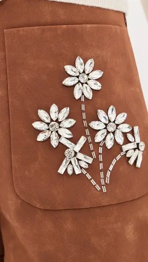 LEO LIN Tessa Embellished Vegan Suede Shorts