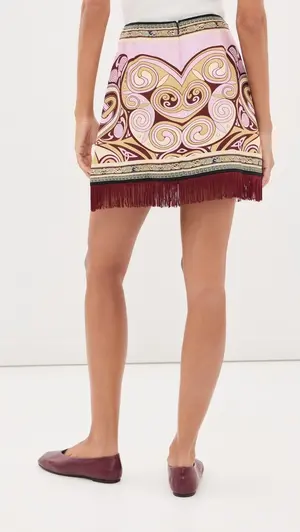La DoubleJ Mini Fringed Foulard Skirt