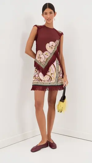 La DoubleJ Mini Fringed Foulard Skirt