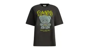 GANNI Forest Teddy Crewneck Sweat-shirt T-shirt - Black