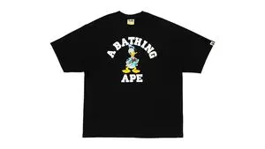 A BATHING APE X Disney Donald Duck College Relaxed Fit Tee Shirt - Black