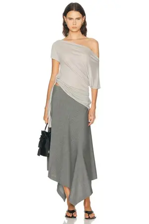 ST. AGNI Fine Jersey Off Shoulder Top - Soft Ash