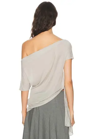 ST. AGNI Fine Jersey Off-shoulder Top - Soft Ash
