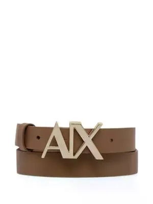 Armani Exchange Ax Logo-plaque Belt - Brown