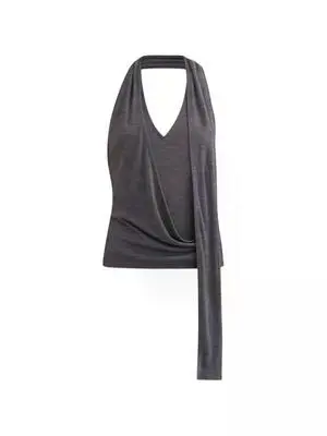BELLE ANNA Draped Halterneck Top - Grey