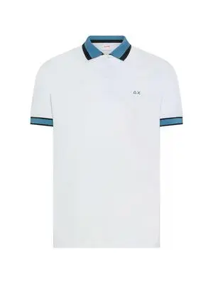 SUN 68 Logo-embroidered Contrast-trim Polo Shirt - White
