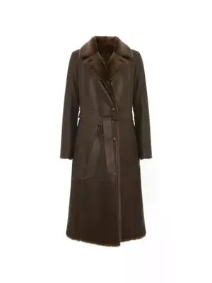 BIGARDINI Luisa Belted Shearling-trimmed Coat