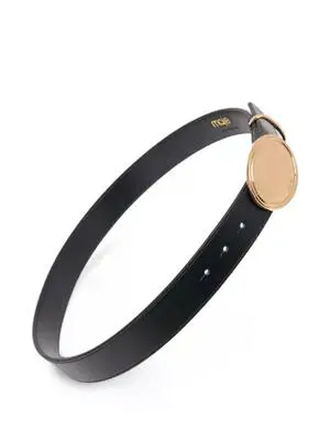 Maje Leather Belt With Oval Buckle