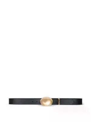 Maje Leather Belt With Oval Buckle - Black
