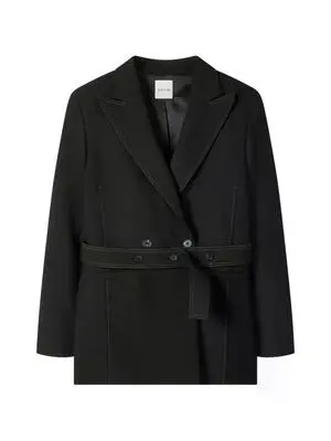 Paul Smith Belted Jacket With Contrast Top Stitching - Black