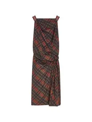 Dries Van Noten Draped Gingham Dress - Black