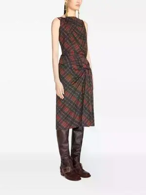 Dries Van Noten Draped Gingham Dress