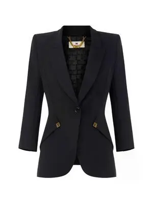 Elisabetta Franchi Jacket Made Of Lightweight Crêpe Fabric And Satin - Black