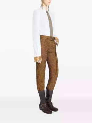 Dries Van Noten Slim-leg Jacquard Pants - Brown
