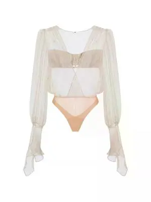 Elisabetta Franchi Crepon Bodysuit With Micro-polka Dot Print