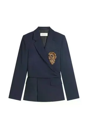 Dries Van Noten Embroidered Crepe Blazer - Blue