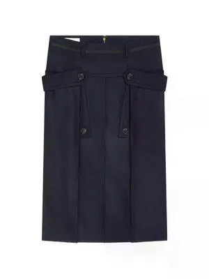 Dries Van Noten Wool Midi Skirt - Blue