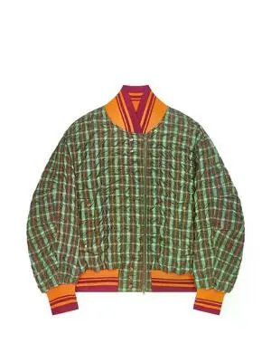 Dries Van Noten Oversized Checked Seersucker Bomber Jacket