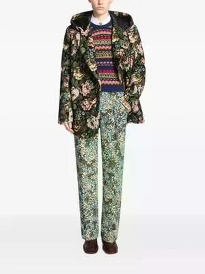 Dries Van Noten Hooded Floral Peacoat