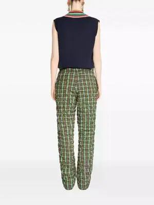 Dries Van Noten Belted Seersucker Checkered Pants