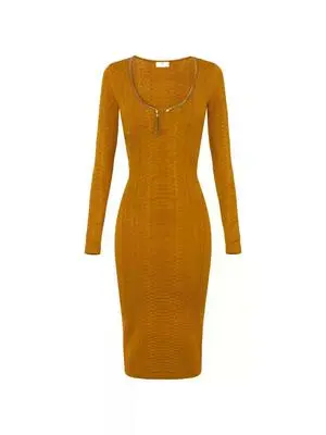 Elisabetta Franchi Midi Knit Dress With Snake Pattern