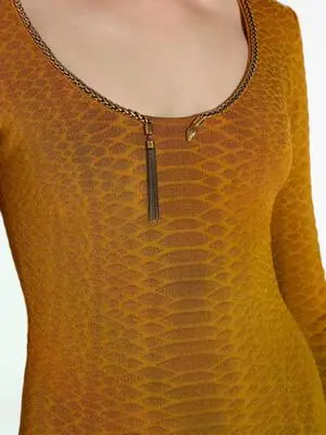 Elisabetta Franchi Midi Knit Dress With Snake Pattern