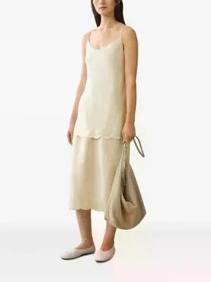 LESS Appliqué Scalloped-hem Midi Skirt