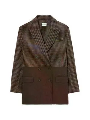 Claudie Pierlot Plain Checked Wool Coat
